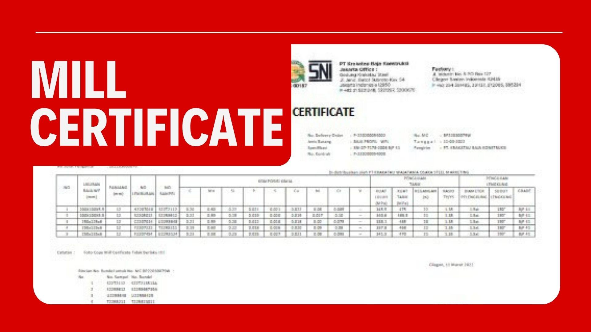 Mill Certificate | Dokumen Wajib Penting Untuk Diketahui